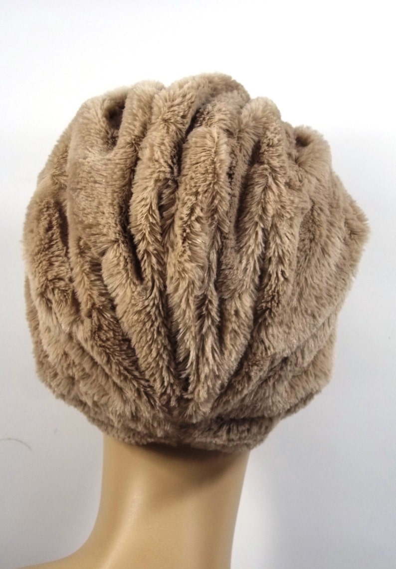 Faux fur winter turban hat beige fashion turban women | Etsy