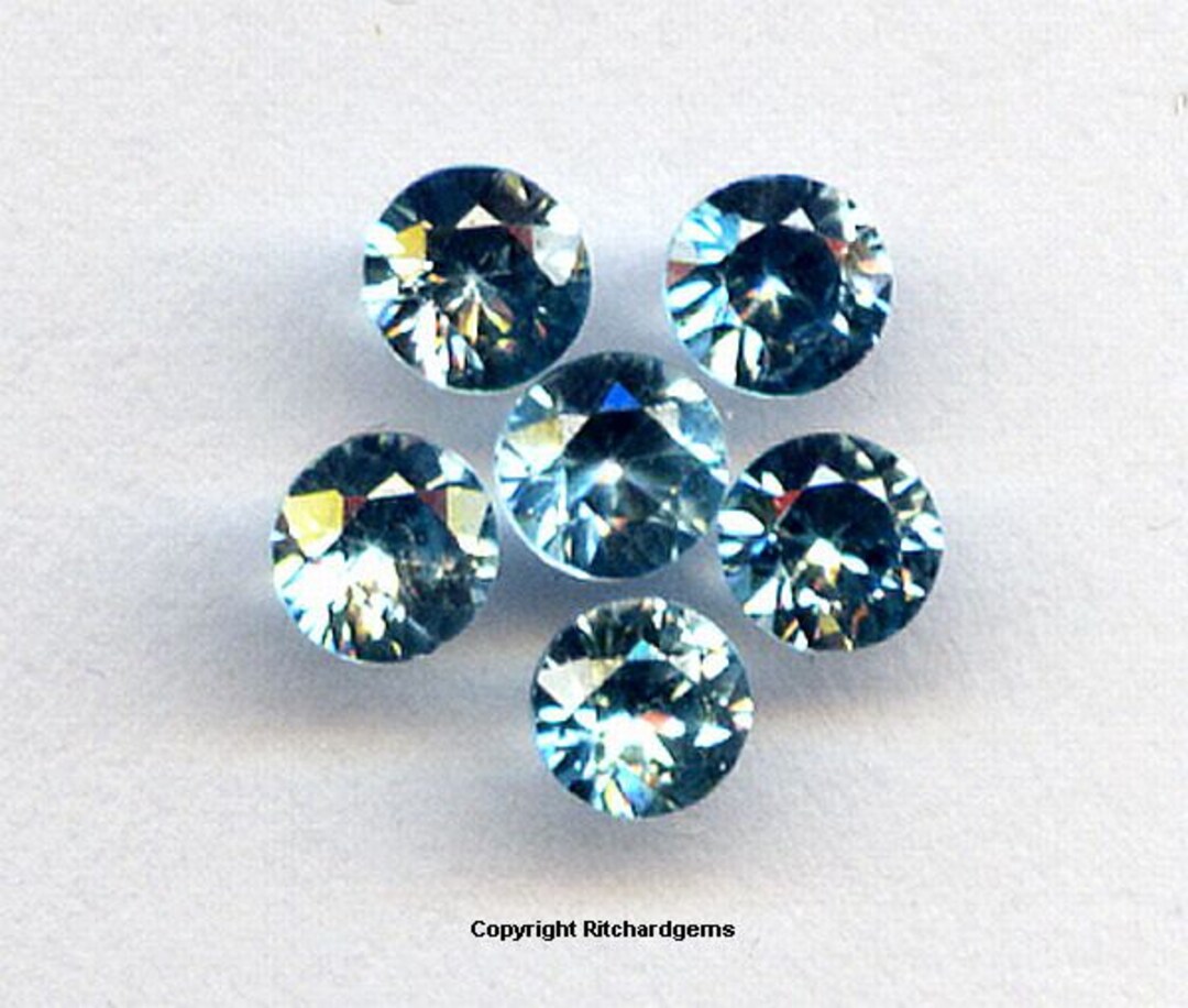 Natural 3 MM Blue Faceted Round Diamond Cut Zircon for ONE - Etsy Denmark