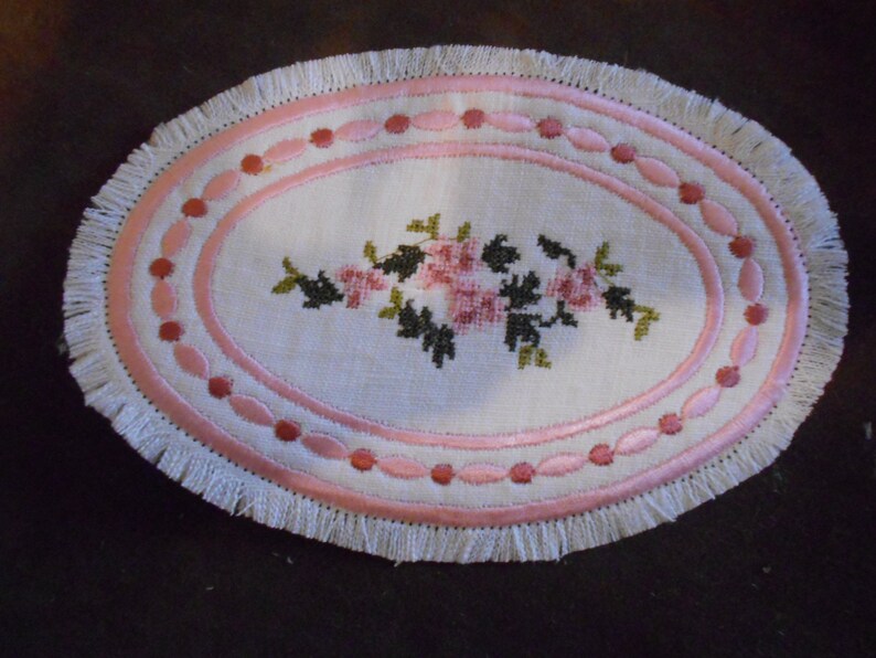 A large oval mini rug with Victorian roses in light and dark | Etsy