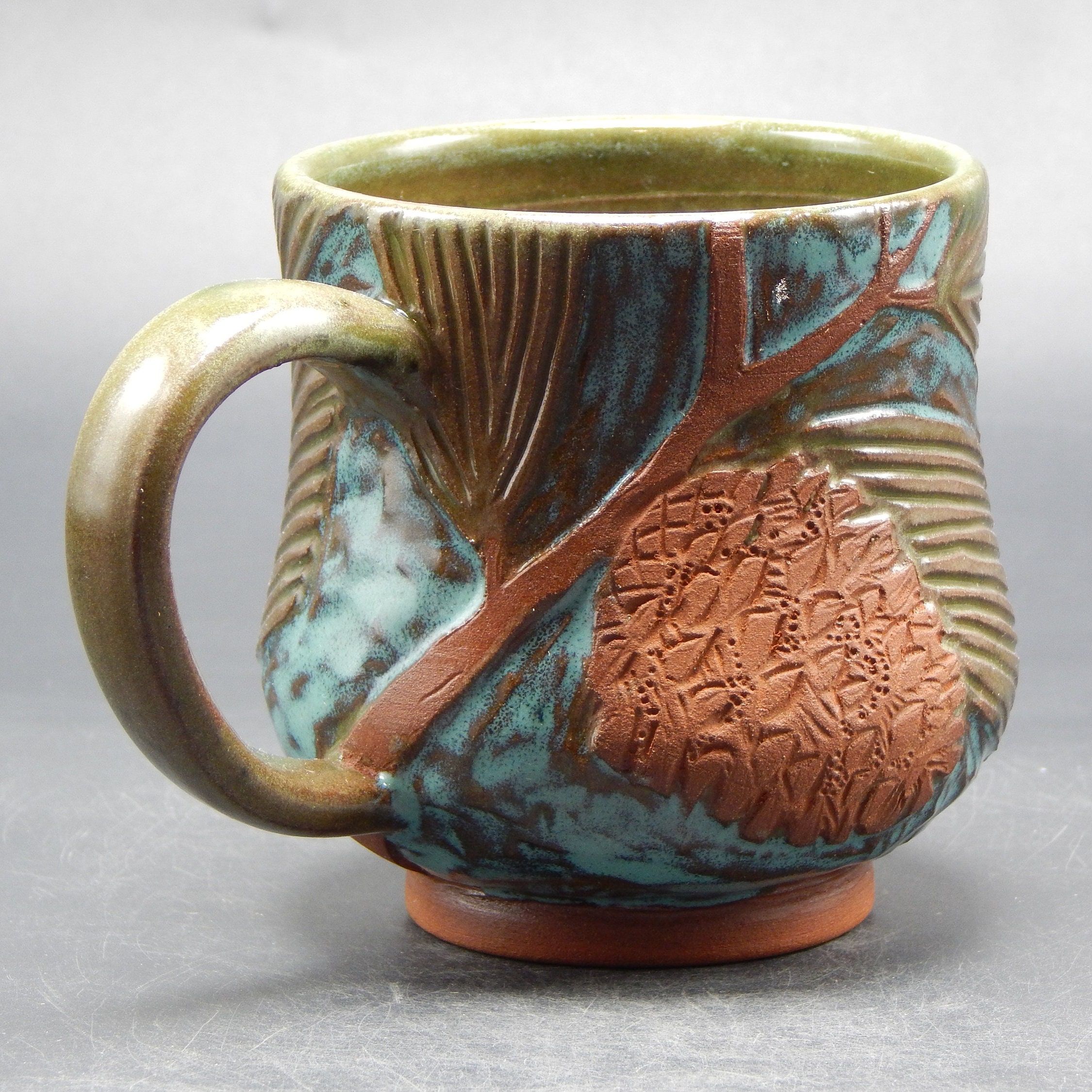 Carved Ceramic Pine Cone Mug - Etsy