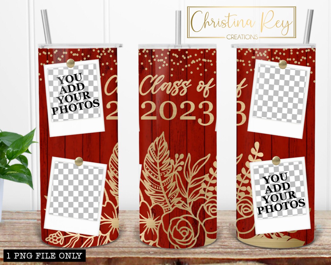 Class of 2023 Red Gold Floral Polaroid 20oz. Straight Skinny - Etsy