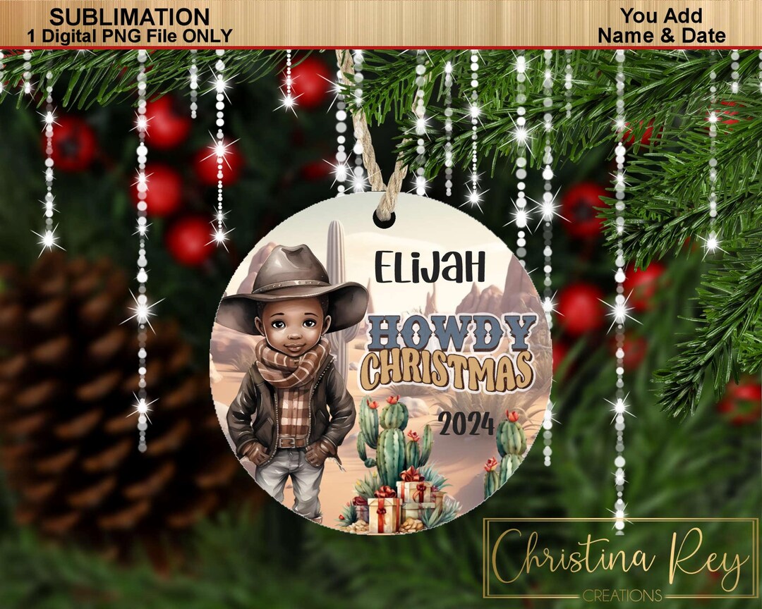 Christmas Sublimation Ornament Design PNG ONLY Howdy Christmas Boy 2 - Etsy