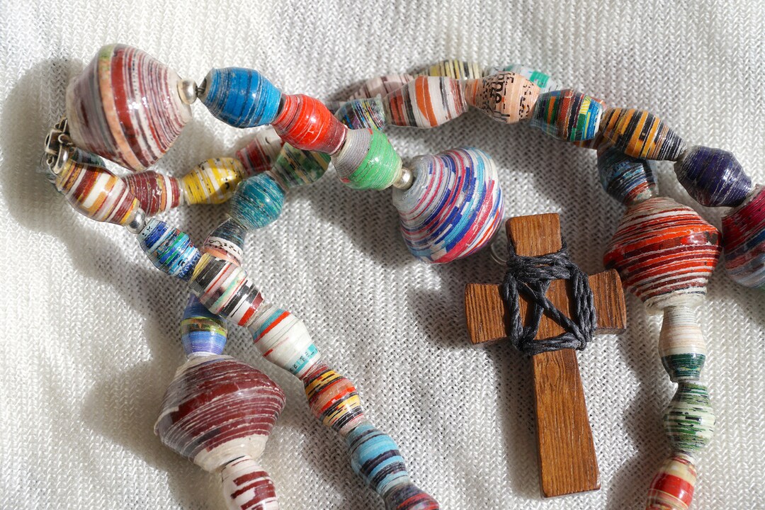 Paper and Wood Rosary - Etsy