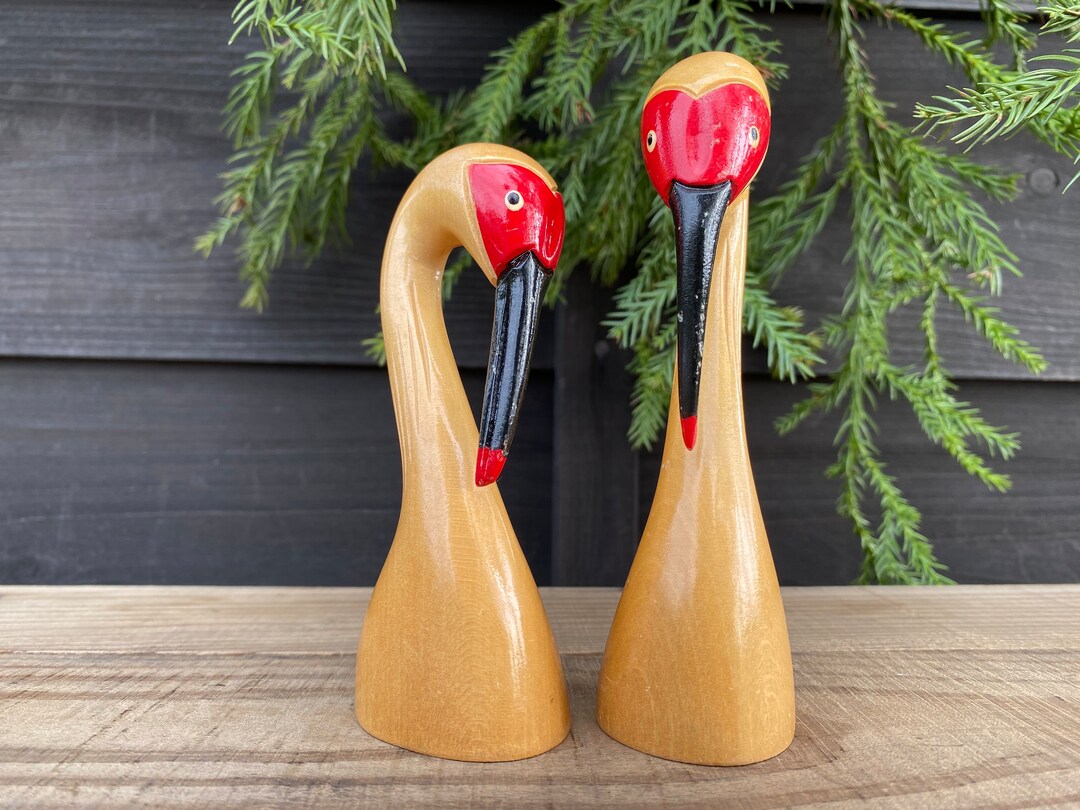 Japanese Tsuru Hand Carved Crane Wooden Birds Hokkaido Bird - Etsy
