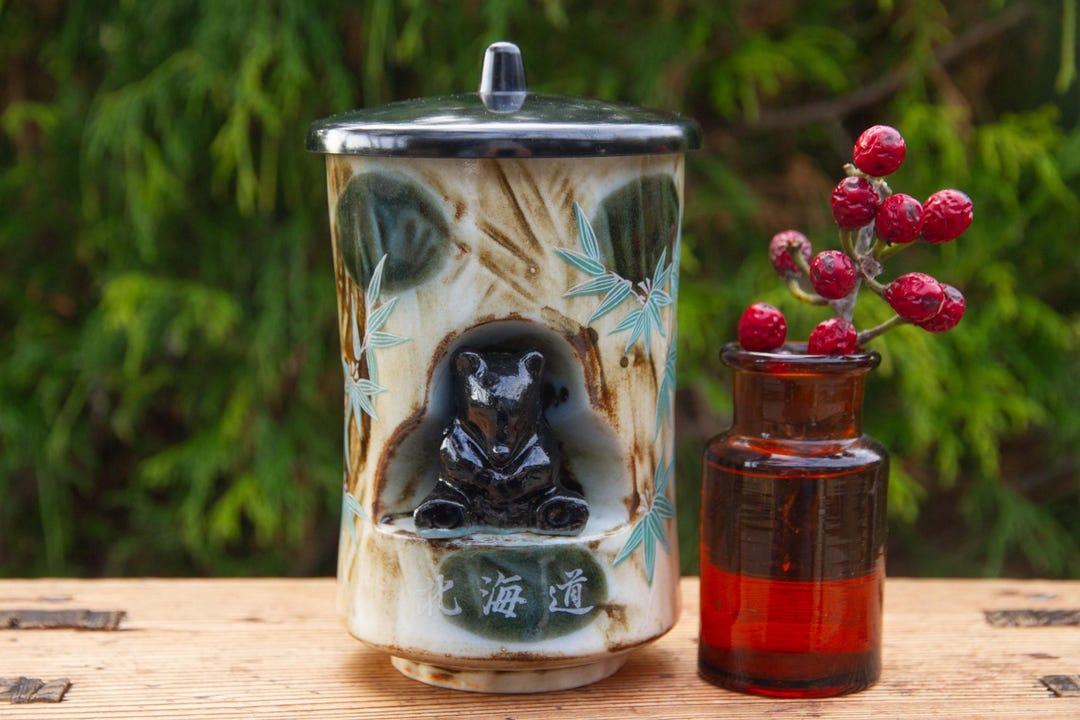 Japanese Hokkaido Kibori Kuma Bear Tea Cup, Ceramic Mug - Etsy