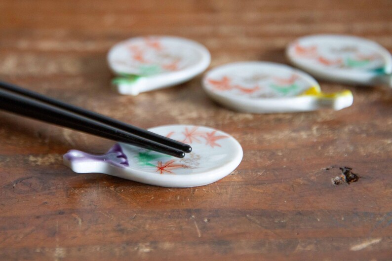 Japanese Sensu Fan Chopstick Rest Set: Collectible Ceramic Hashioki - Etsy