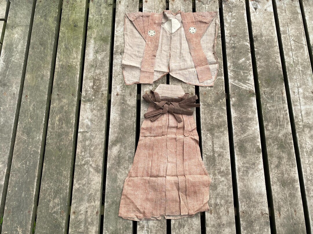 Antique Boys Kamishimo Hakama Kataginu, Samurai Kimono Skirt Pant ...