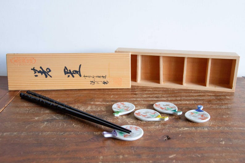 Japanese Sensu Fan Chopstick Rest Set: Collectible Ceramic Hashioki - Etsy