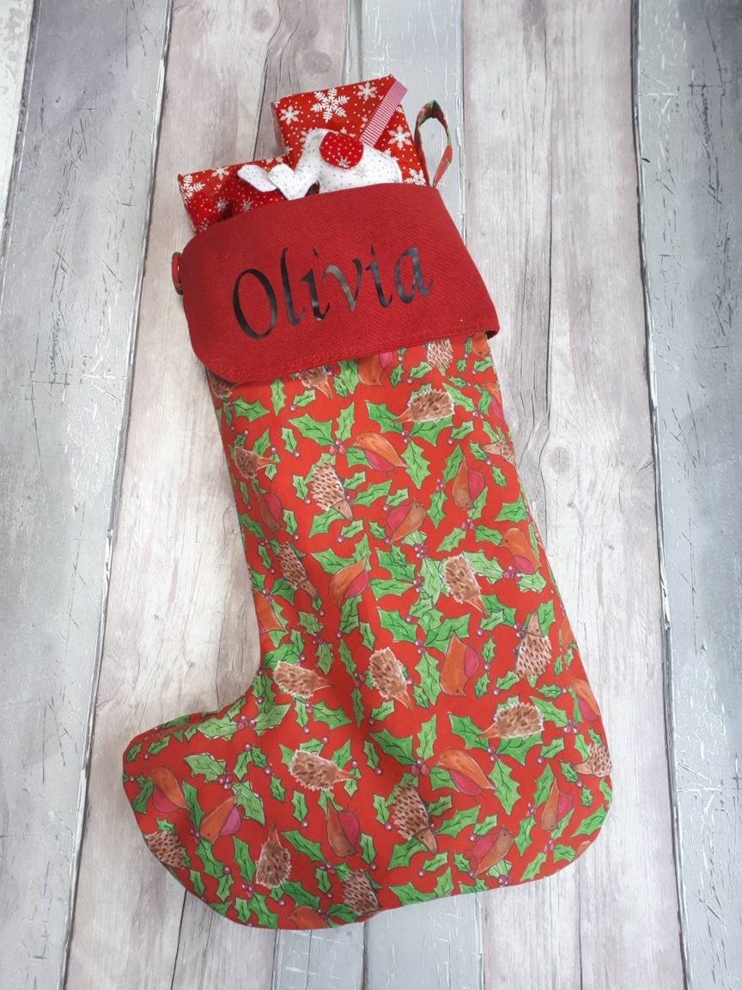 Large Christmas Stocking, Christmas Stocking With Name, Hedgehog ...