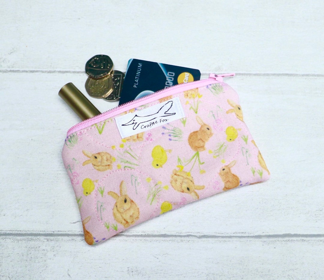 Rabbit Coin Purse: Organic Cotton Small Zipper Pouch, Bunny & Chick ...
