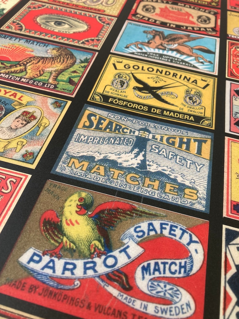 Vintage Matchbox Label Collection Gift Wrap Wrapping Paper Poster - Etsy