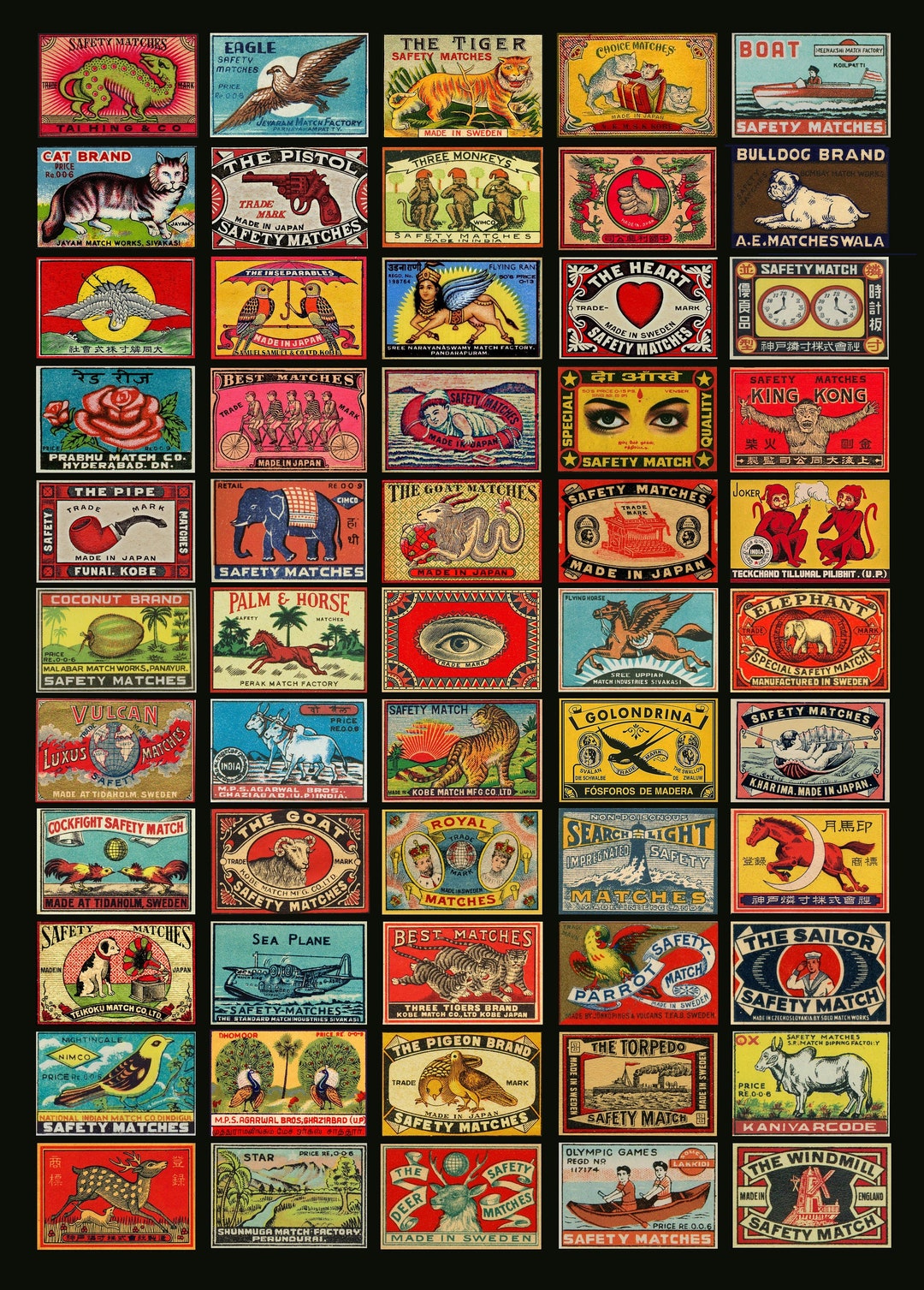 Vintage Matchbox Label Collection Gift Wrap Wrapping Paper Poster - Etsy