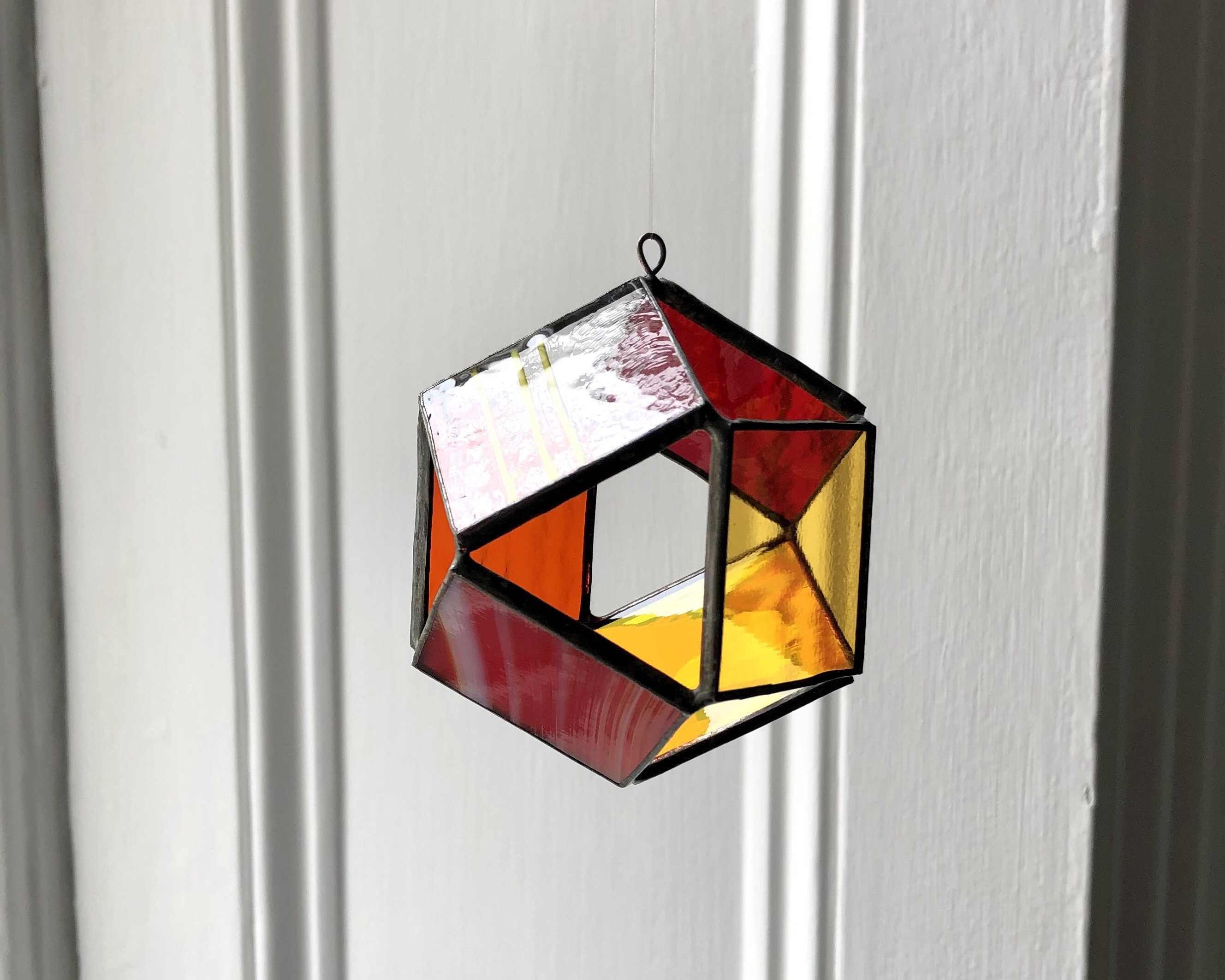 stained glass cube twirlers 3D stained glass sun catchers. Geometric ...