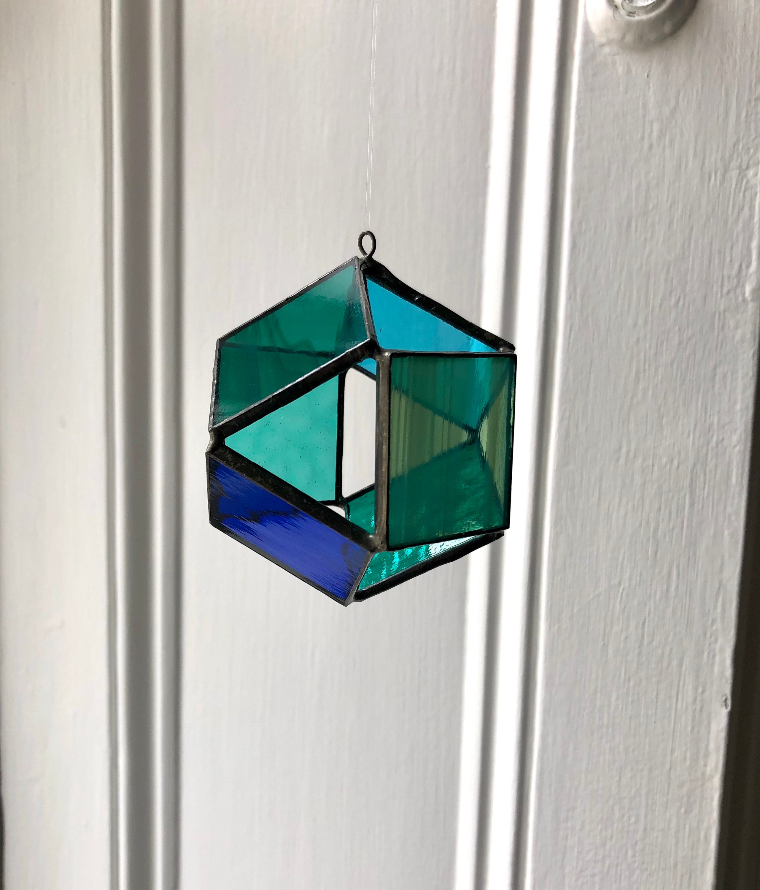 stained glass cube twirlers 3D stained glass sun catchers. Geometric ...