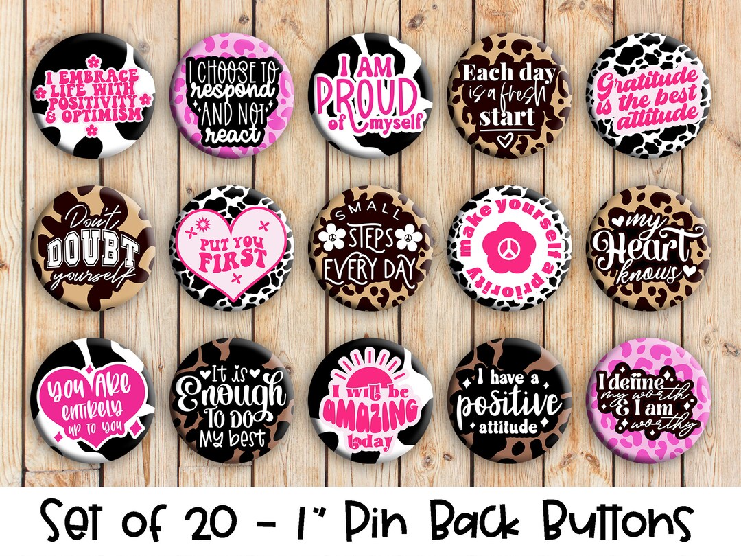 Motivational Phrases - Set of 15 Buttons or Magnets - 1" or 1.25" Pin ...