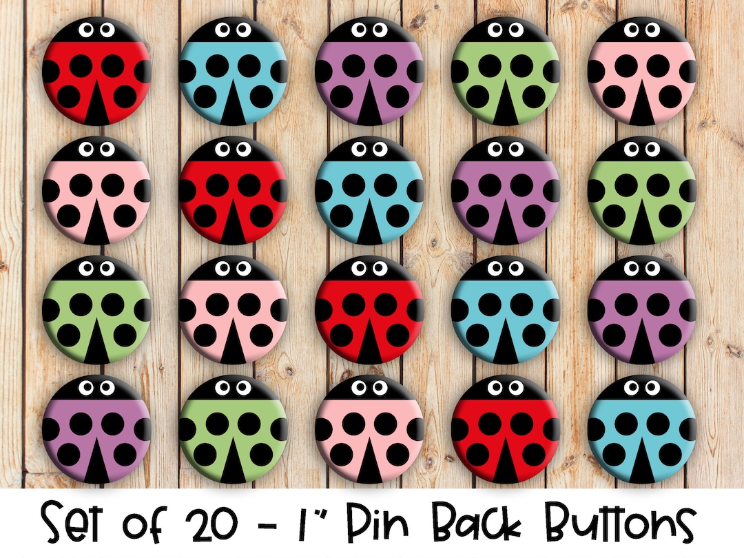 Colorful Ladybugs - Set of 20 Buttons or Magnets - 1" or 1.25" Pin ...
