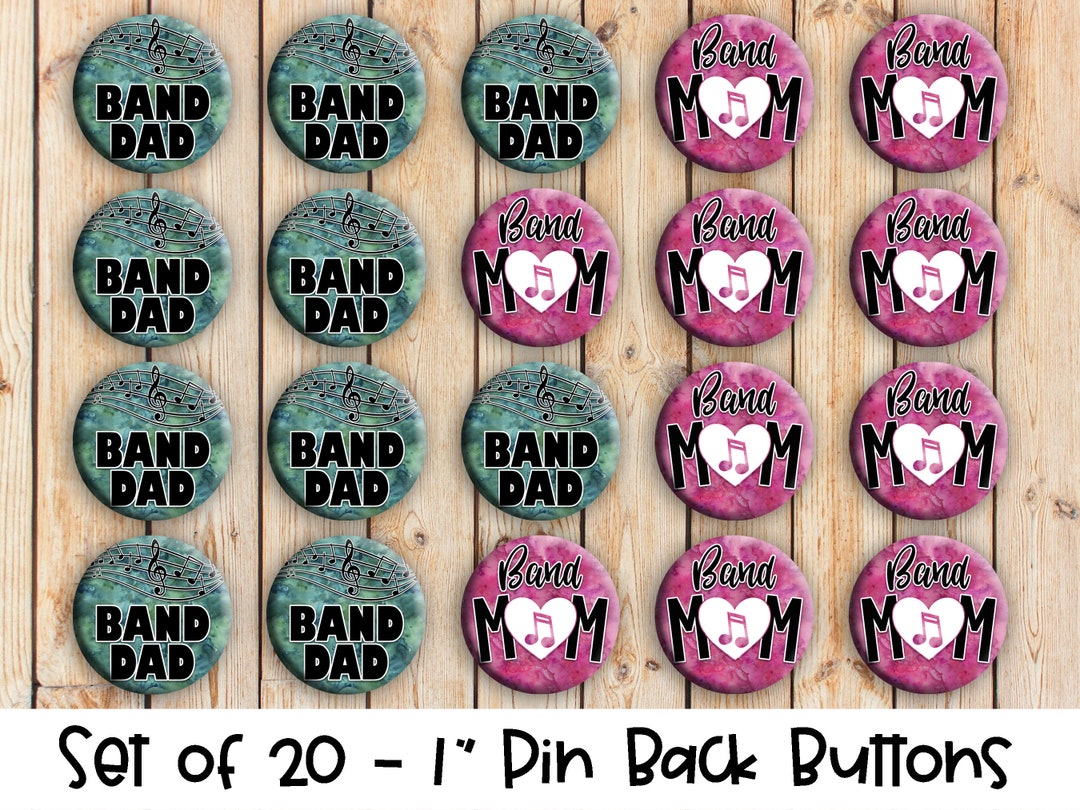 Band Mom and Band Dad - Set of 20 Buttons or Magnets - 1" or 1.25" Pin ...