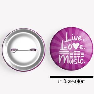 Music Themed Pins - Set of 20 Buttons or Magnets - 1" or 1.25" Pin ...