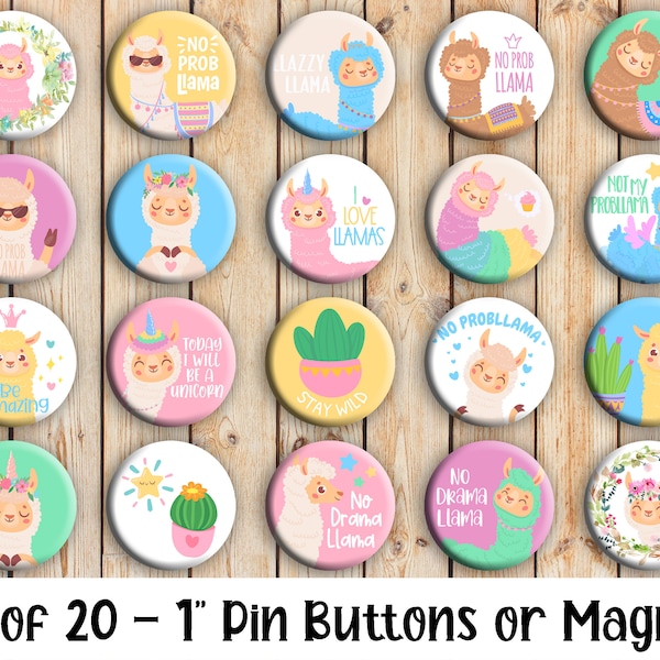 Llama Buttons - Etsy