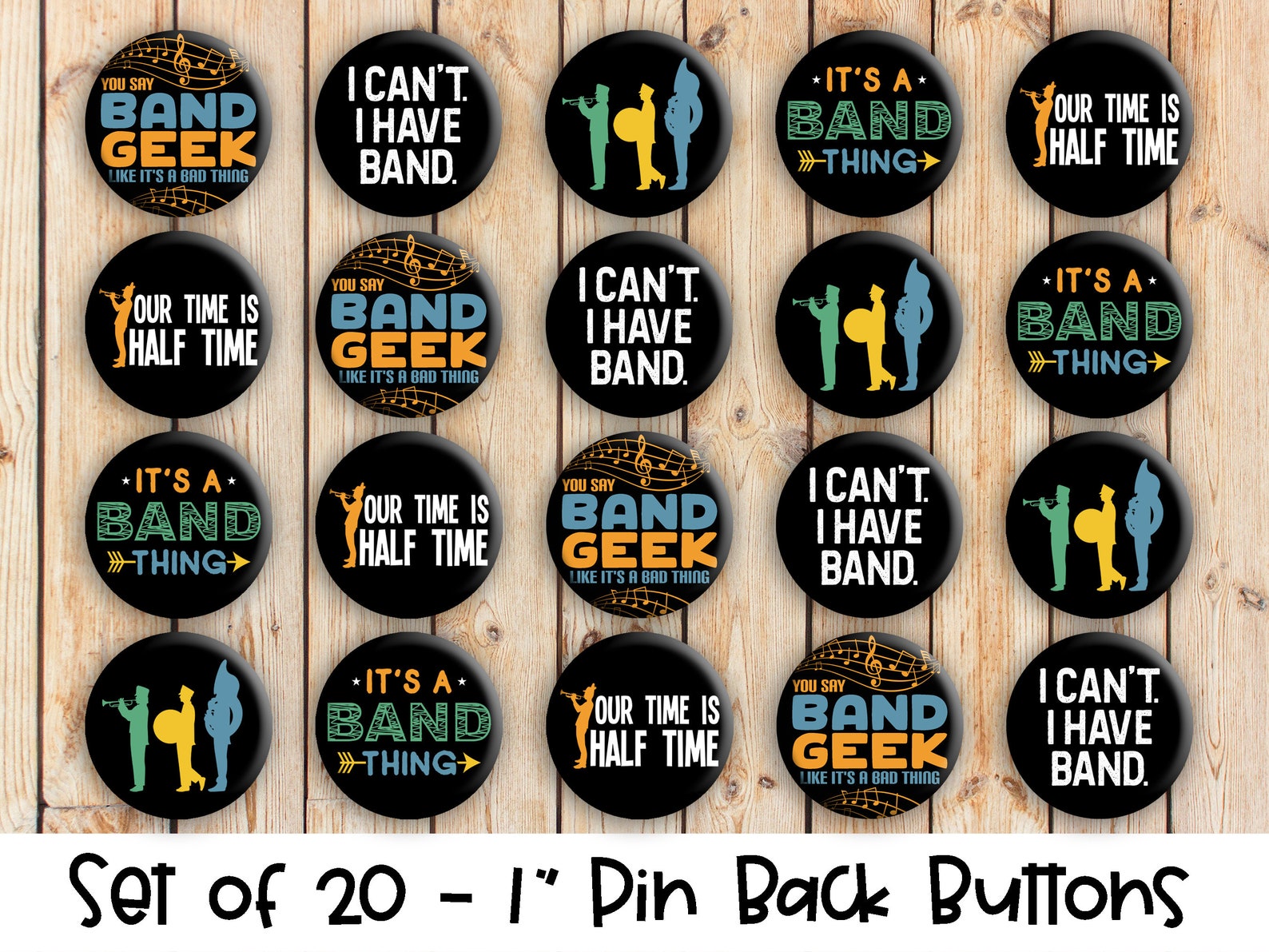 Marching Band - Set of 20 Buttons or Magnets - 1" or 1.25" Pin Buttons ...
