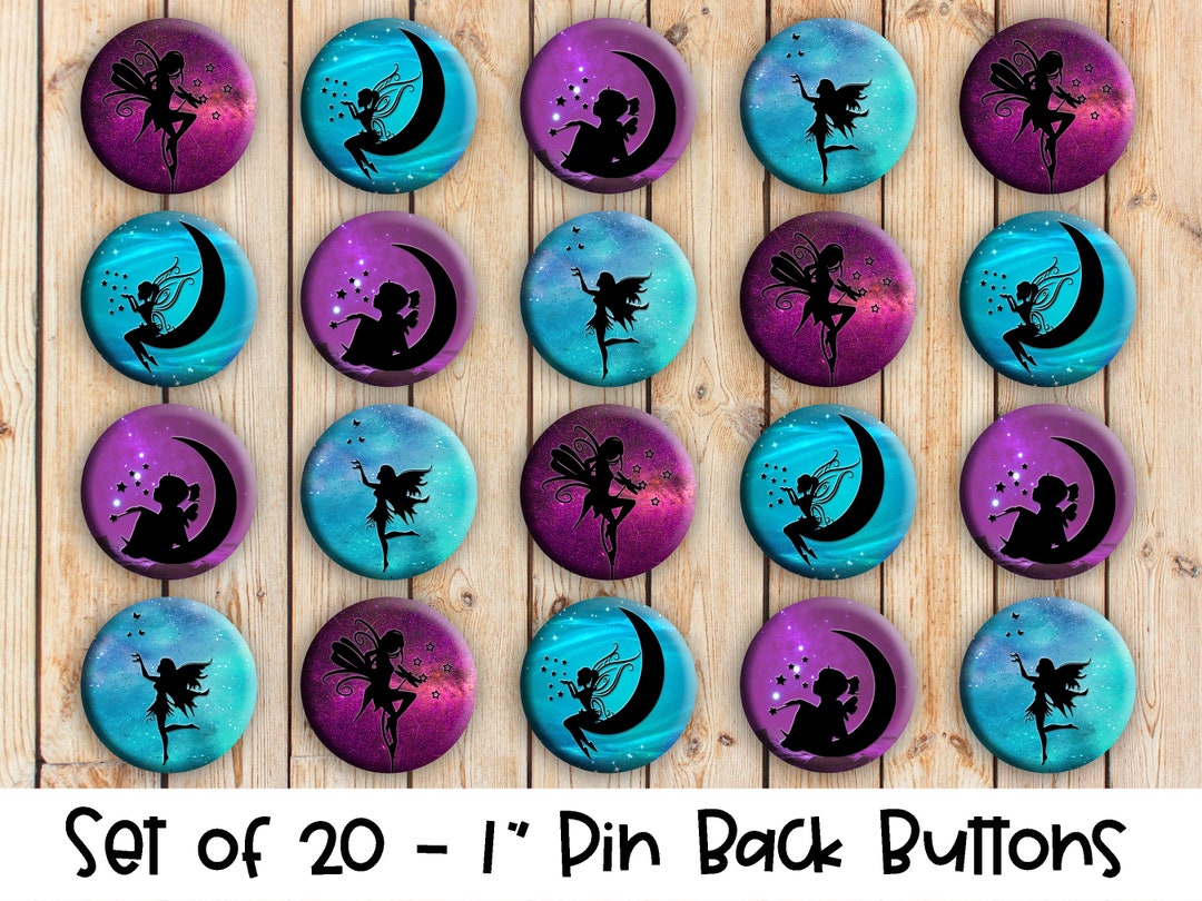 Fairies - Set of 20 Buttons or Magnets - 1" or 1.25" Pin Buttons or 1 ...