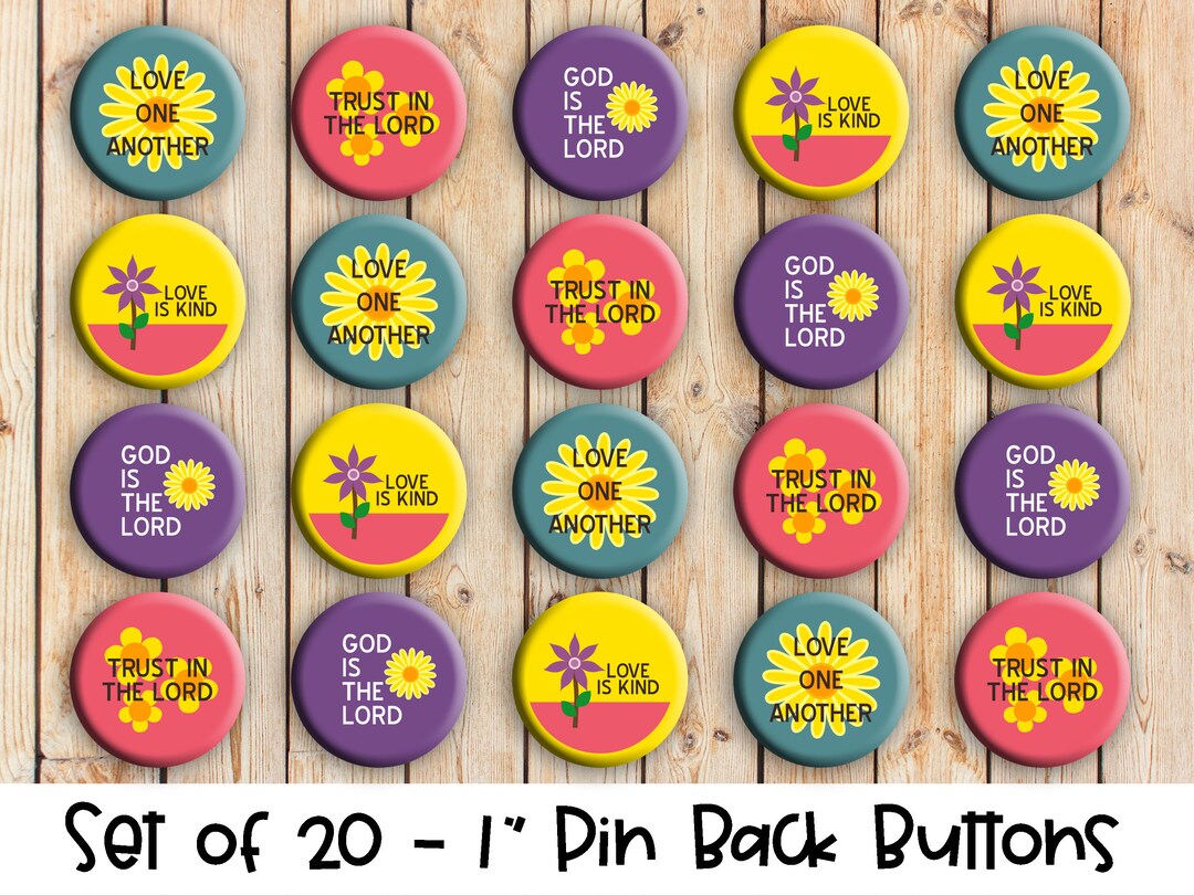 Bible Verses - Set of 20 Buttons or Magnets - 1" or 1.25" Pin Buttons ...