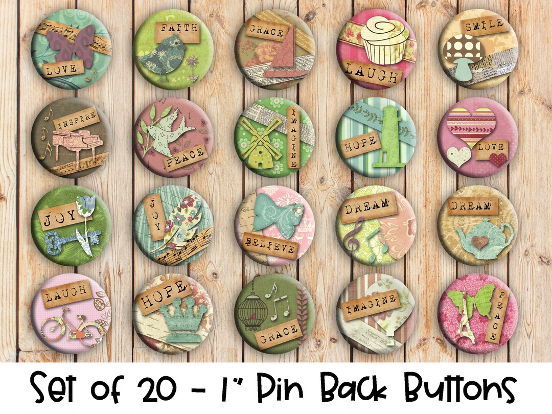 Inspirational -set of 20 Buttons or Magnets - 1" or 1.25" Pin Buttons ...