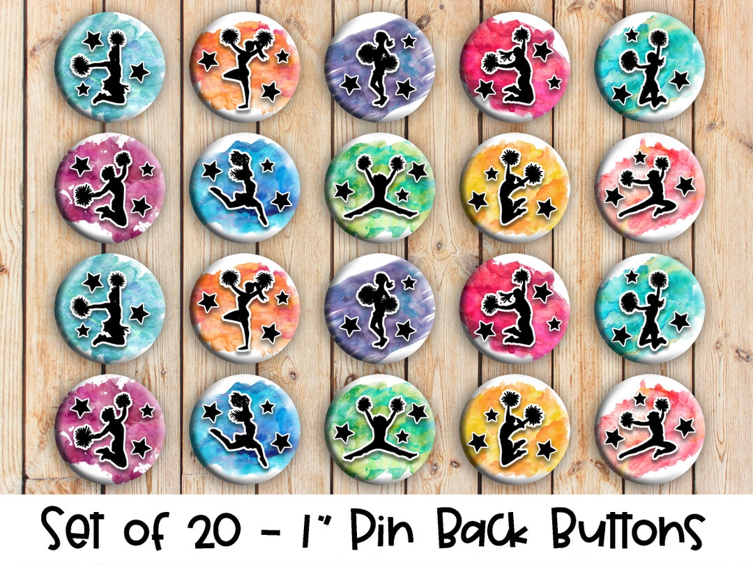 Cheerleader Pins - Set of 20 Buttons or Magnets - 1" or 1.25" Pin ...