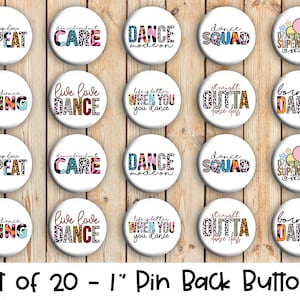 Dance Designs - Set of 20 Buttons or Magnets - 1" or 1.25" Pin Buttons ...