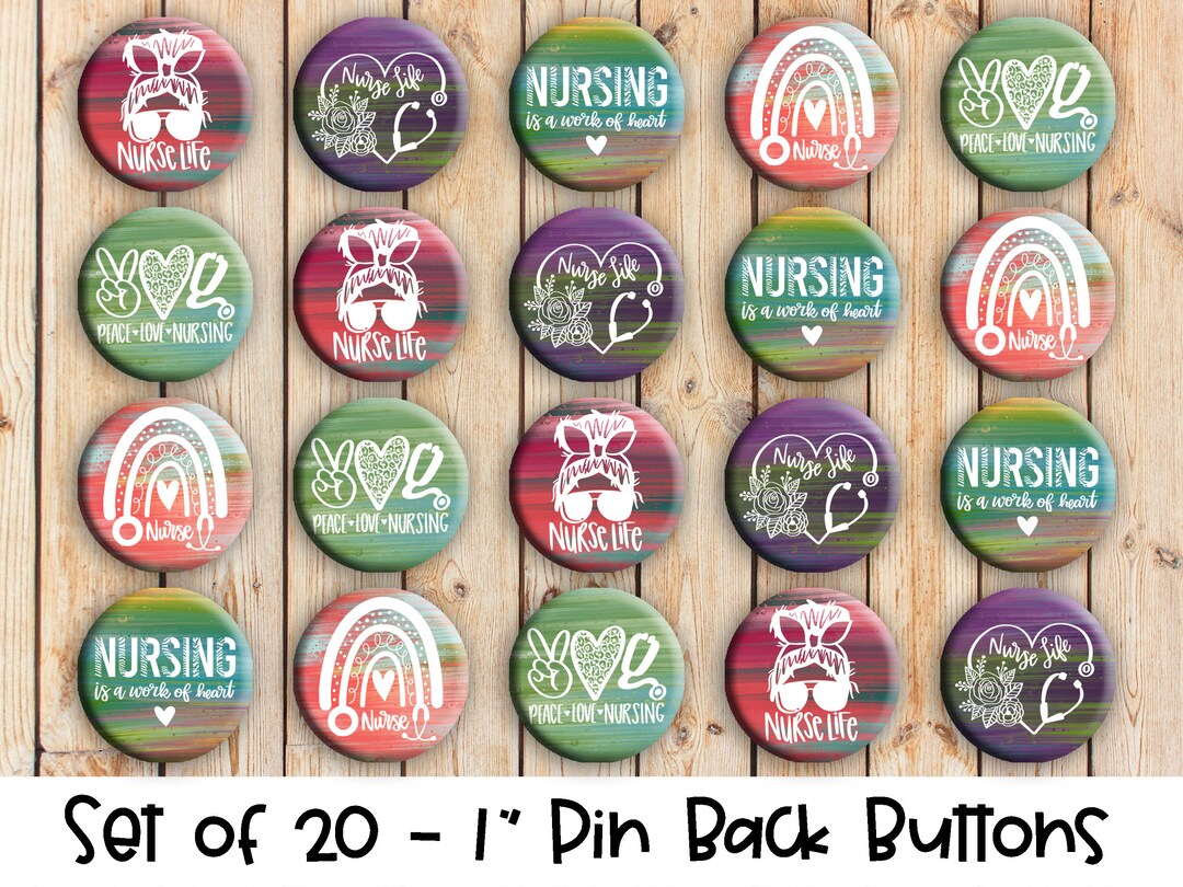 Nurse Themed - Set of 20 Buttons or Magnets - 1" or 1.25" Pin Buttons ...