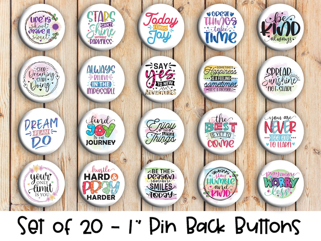 Motivational Designs - Set of 20 Buttons or Magnets - 1" or 1.25" Pin ...