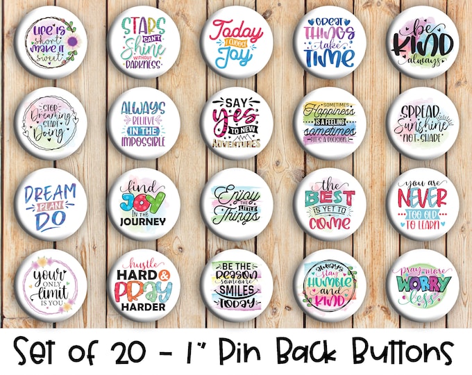 Motivational Designs - Set of 20 Buttons or Magnets - 1", 1.25" or 2.25 ...