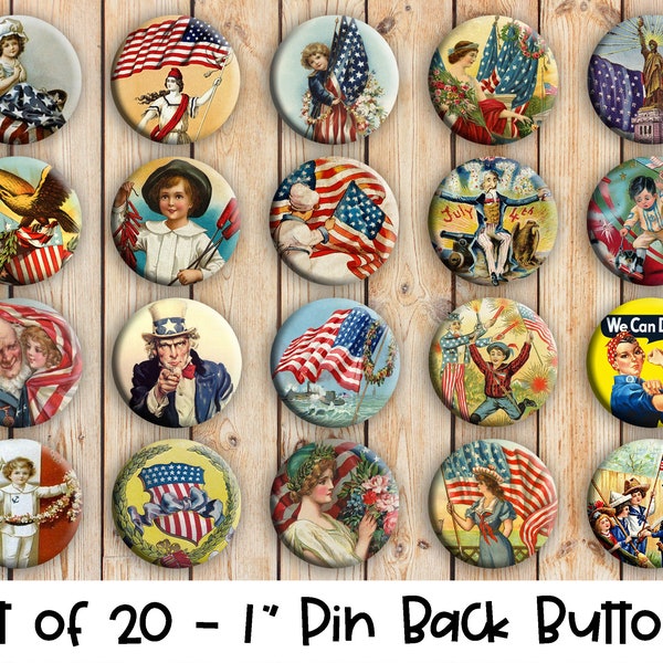 4th of July Buttons - Etsy