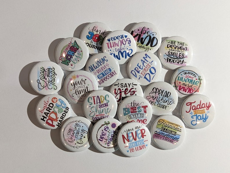 Motivational Designs - Set of 20 Buttons or Magnets - 1" or 1.25" Pin ...