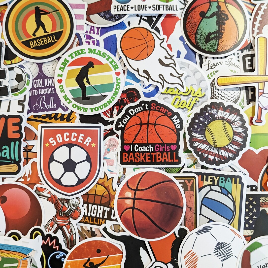 Sports Stickers - Basketball - Baseball - Football - Soccer - Vinyl ...