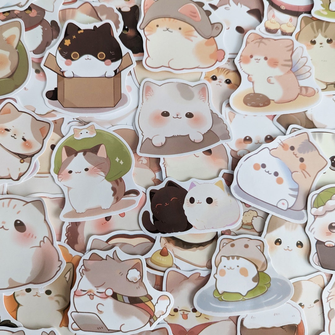 Cute Cat Stickers (5-100 Pcs) Kawaii Kitten Stickers, Vinyl Stickers ...