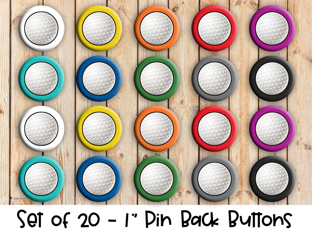Golf Ball Designs - Set of 20 Buttons or Magnets - 1" or 1.25" Pin ...
