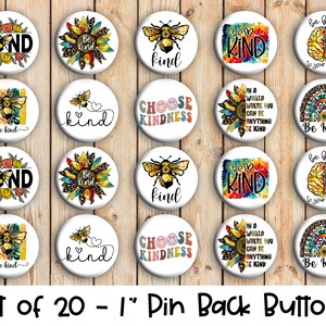 Kindness Themed - Set of 20 Buttons or Magnets - 1" or 1.25" Pin ...
