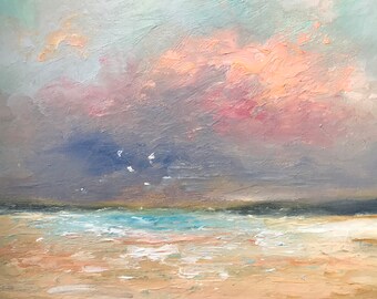 Sunset oil painting | Etsy