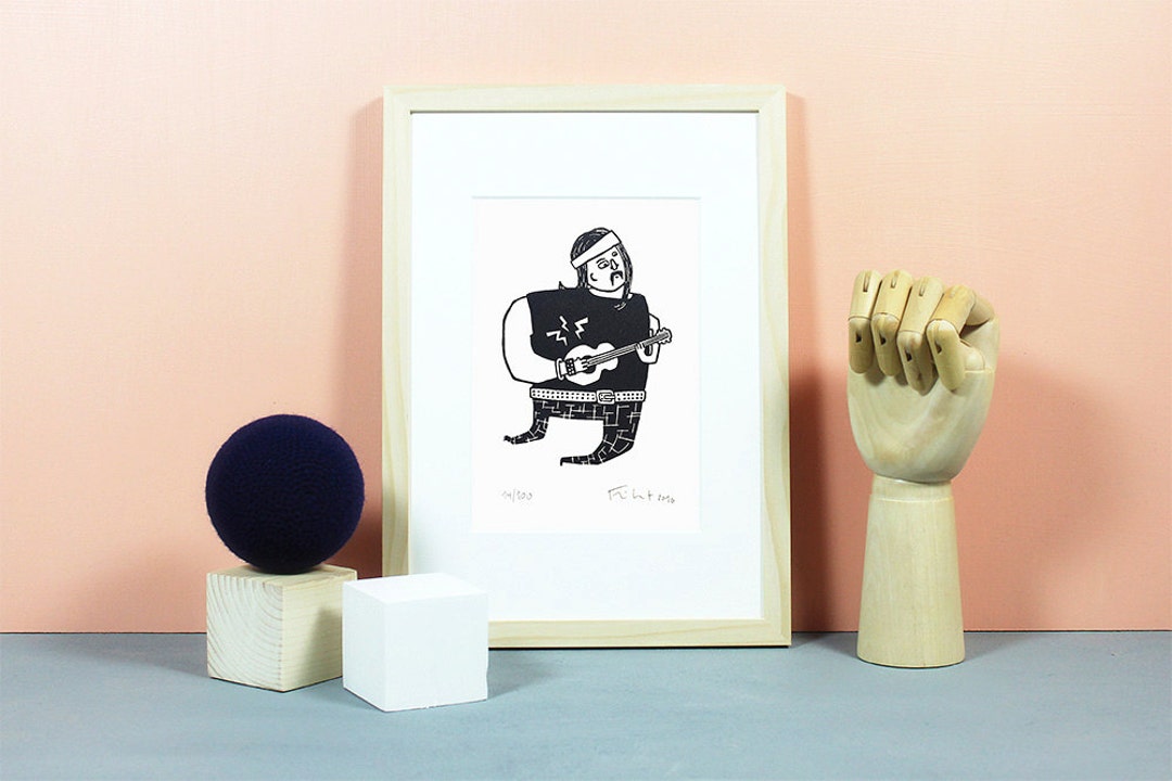 Rockstar Linocut Lino Blockprint Print Art Relief - Etsy