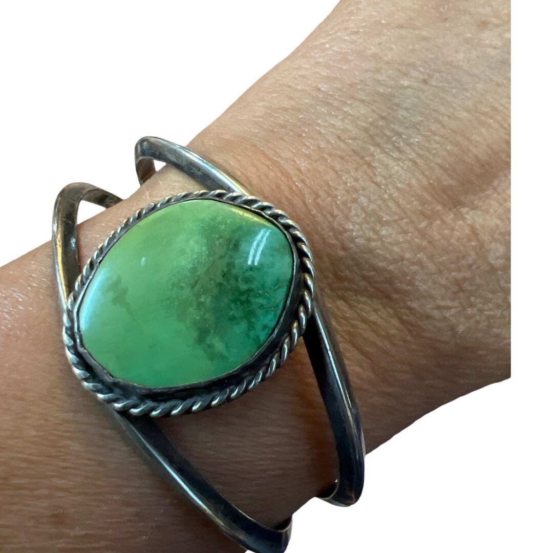 Native American Gaspeite Sterling Silver Split Band Cuff Bracelet - Etsy
