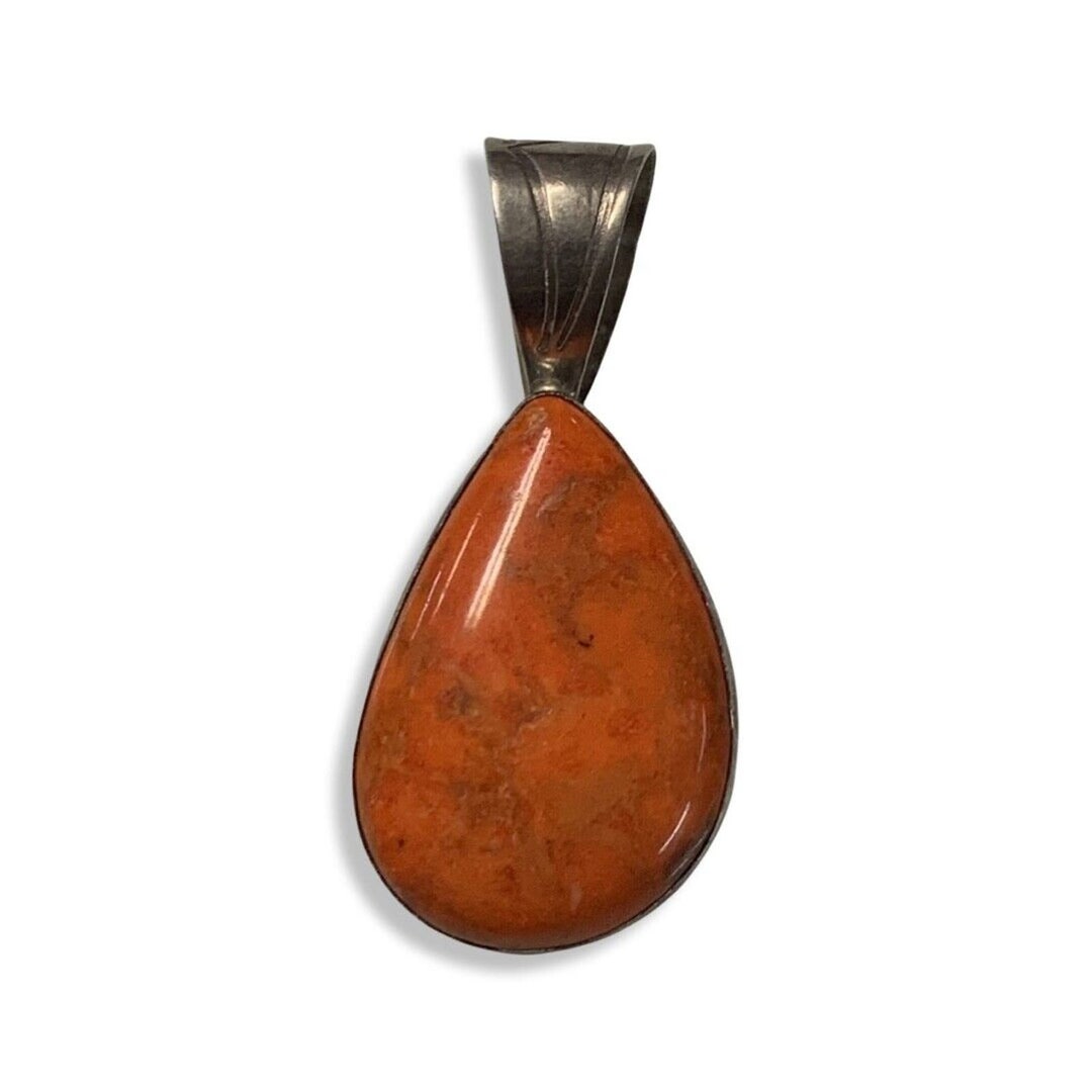 Vintage Jay King DTR Orange Jasper Sterling Silver Pendant - Etsy