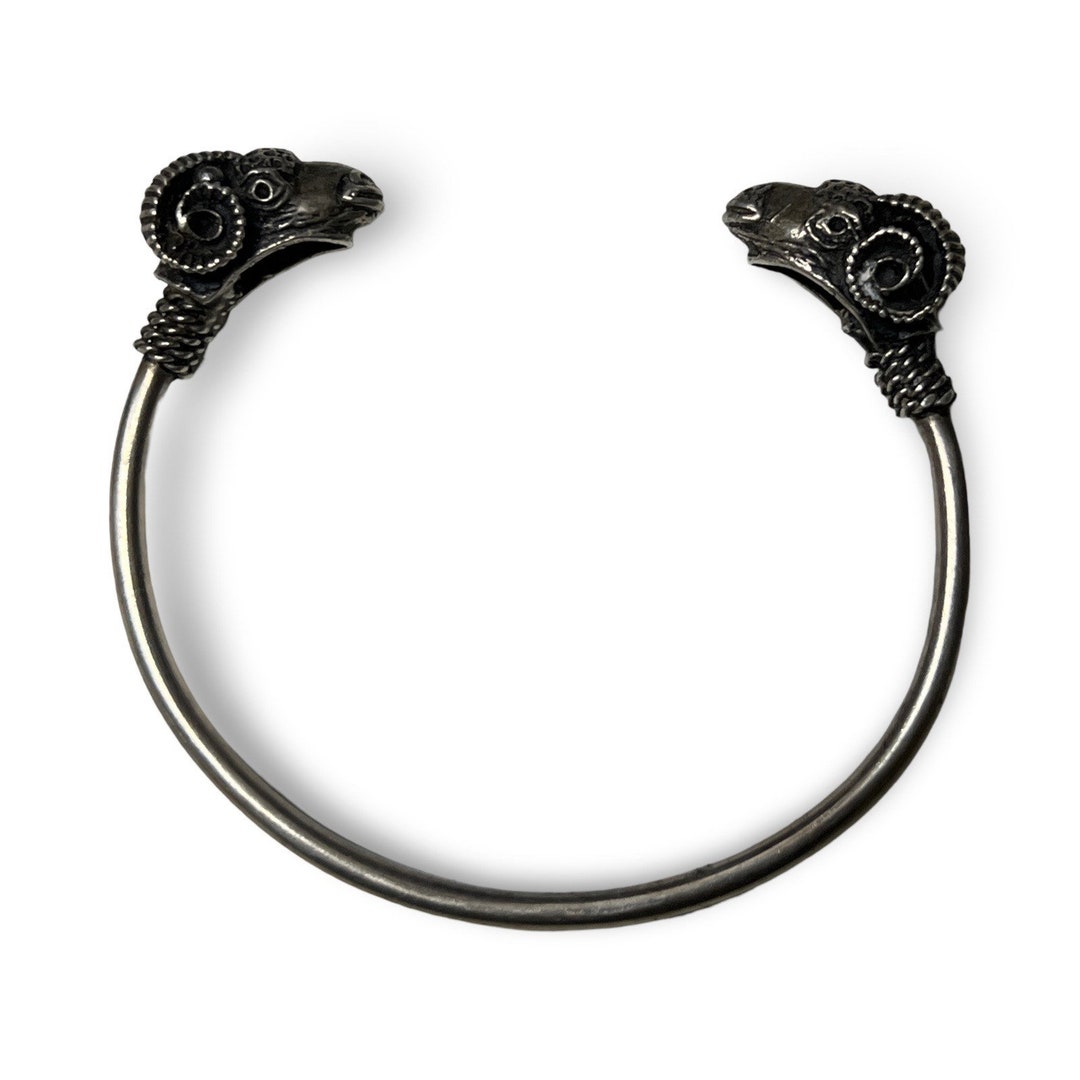 Vintage Sterling Silver Double Rams Head Cuff Bracelet - Etsy