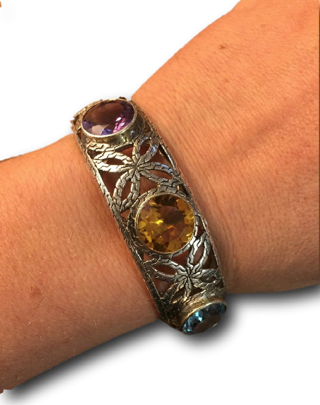 Chuck Clemency NYCII Sterling Silver 14k Gold Gemstone Bangle Cuff ...