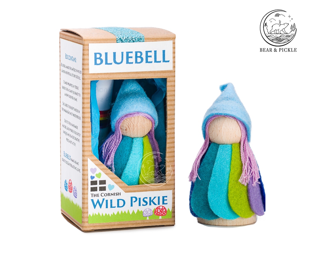 Cornish Piskie, Bluebell, Wooden Doll, Piskie Figurine, Cornish Pixie ...