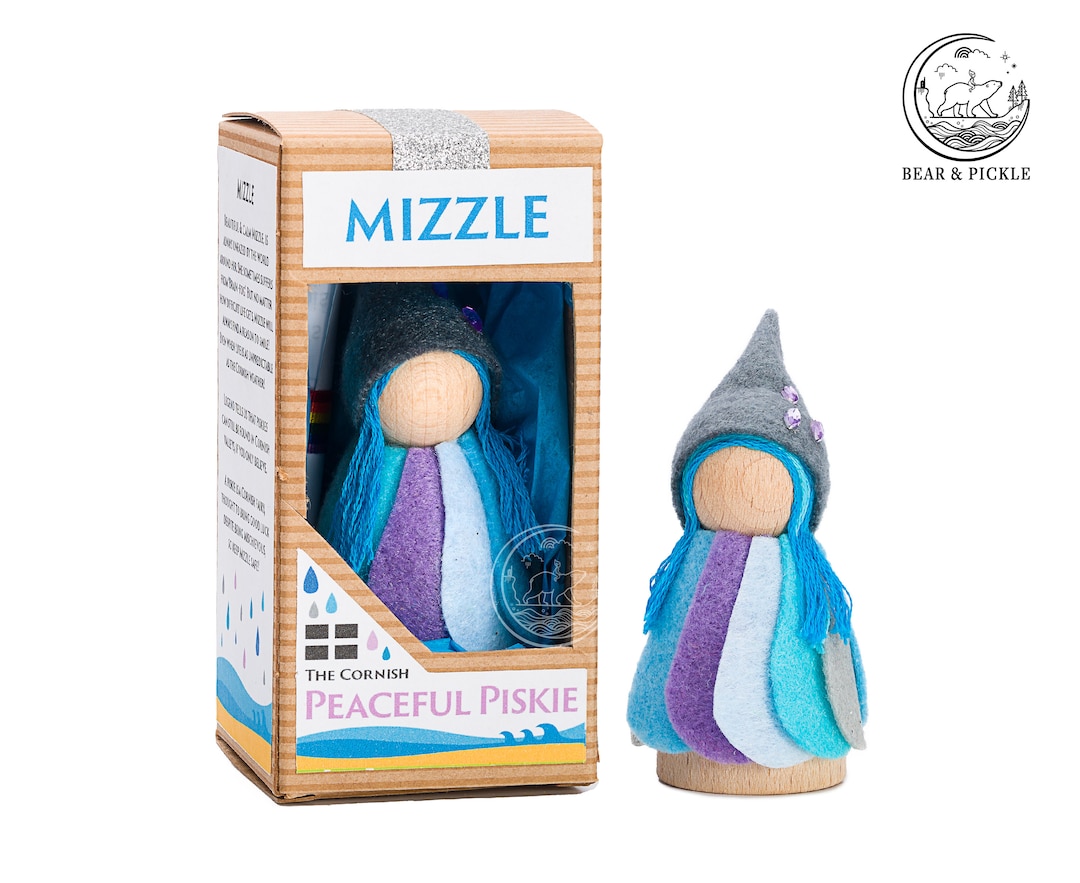 Cornish Piskie Doll: Mizzle, Peaceful Wooden Pixie Figurine, Cornish ...