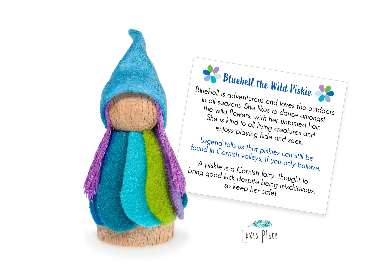 Cornish Piskie Bluebell Wooden Doll Piskie Figurine | Etsy