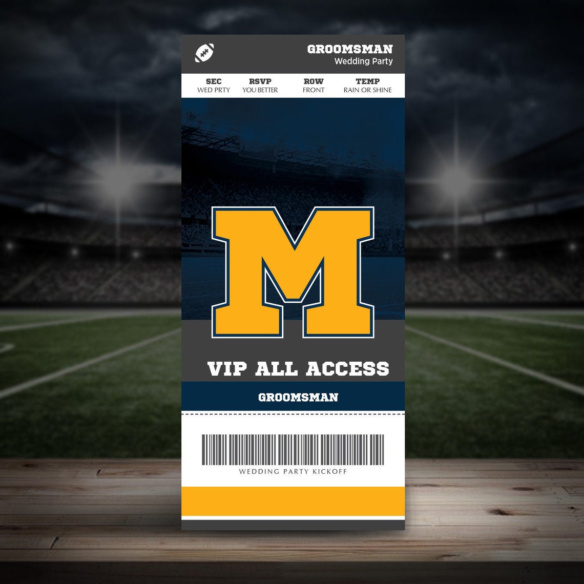 University of Michigan College NFL Groomsmen Ticket Proposal | Etsy