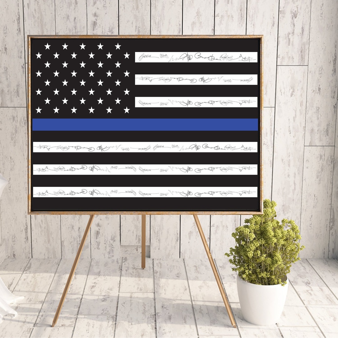 Police Blue Flag Guest Book - Etsy