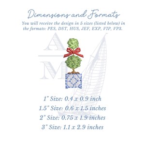 Christmas Topiary Tree Embroidery Design With Removable Bow, 14 Tall, 5 ...